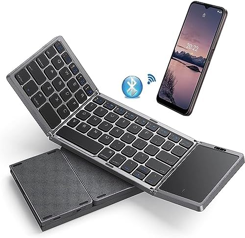 Wireless Foldable Bluetooth Keyboard For Travel, Pocket-Sized Tri ...