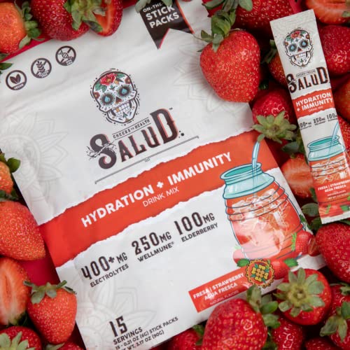 Salud 2-in-1 Hydration and Immunity Electrolytes Powder, Strawberry ...
