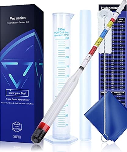 Beer Hydrometer Kit, Triple Scale Alcohol Hydrometer for Wine, Beer ...