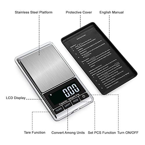 Digital Precision Gram Scale, 0.001oz/0.01g 500g Mini Pocket Scale, Portable Electronic Weight ...
