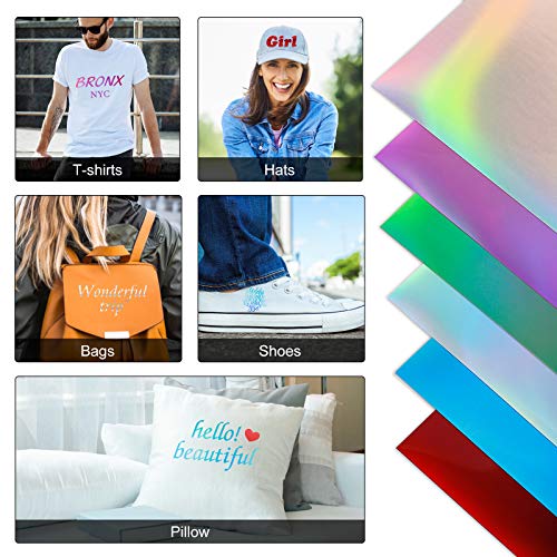 Holographic Heat Transfer Vinyl, HIRALIY 15 Sheets 12" x 10" Sparkly ...