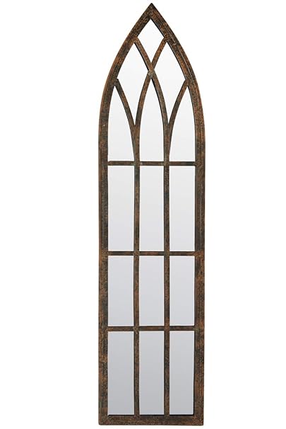 Metal Rustic Outdoor Mirror- Gothic Arch Slimline Mirror: Amazon.co.uk ...