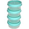 Amazon.com: Tupperware Set of 4 Smidgets Tiny 1 oz Containers Sheer with Aqua Lids: Home & Kitchen