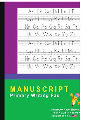 Manuscript Primary Writing Pad: Purple Green - Writing Journal Tablet ...