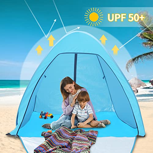Pop Up Beach Tent Kratax Automatic Pop Up Instant Shade Sun Shelter UPF 50+ Portable Canopy ...