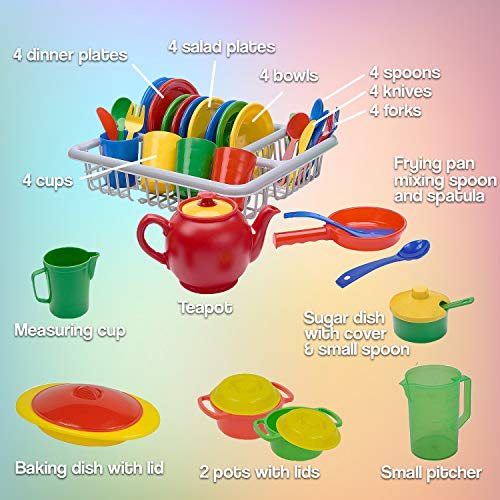 IQ Toys 40 Piece Play Dishes Set Pretend Play Childrens Unbreakable Toy ...