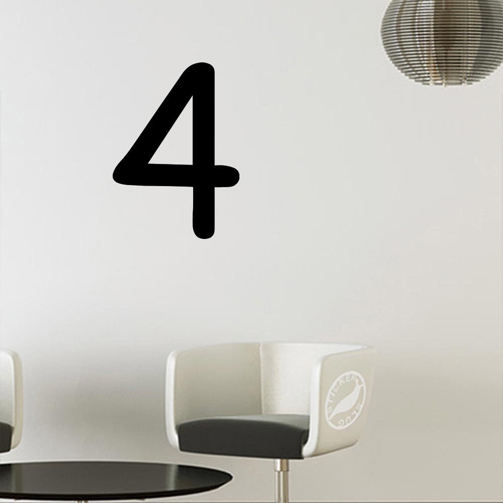 Amazon.com: Number 4 Style #40 (Four) Decal Sticker (Matte Black, 5 ...