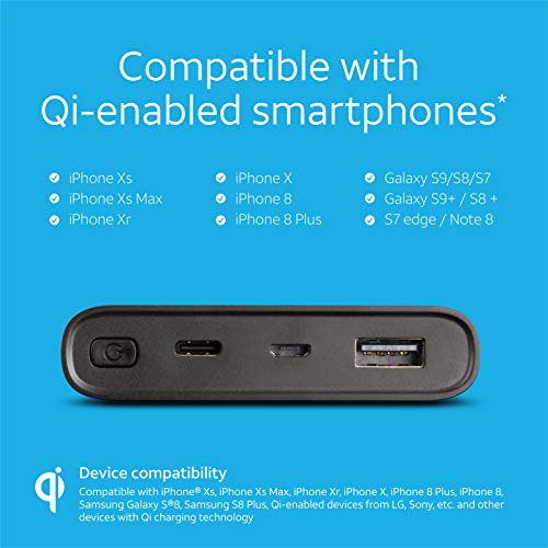 AT&T WPB10 Wireless Charging Portable Power Bank, Qi Certified, 10,000 ...