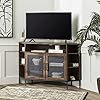 Walker Edison Modern Metal Mesh and Wood Corner TV Stand for TV's up to ...