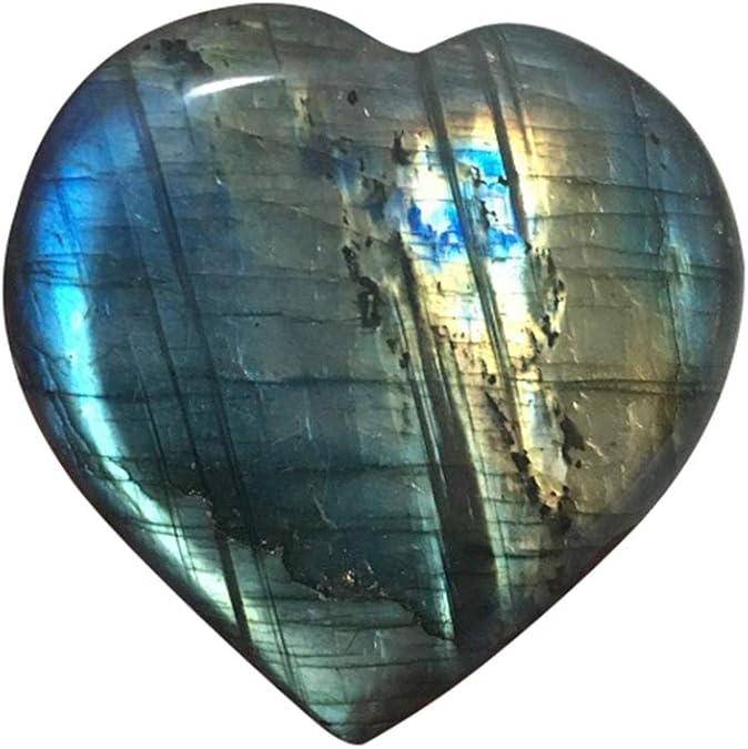 JAWSEU Labradorite Moonstone Crystal, Heart Shape, Natural Labradorite ...