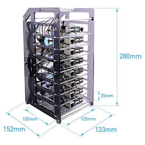 GeeekPi Raspberry Pi Cluster Case, Raspberry Pi Rack Case Stackable Case with Cooling Fan 120mm ...