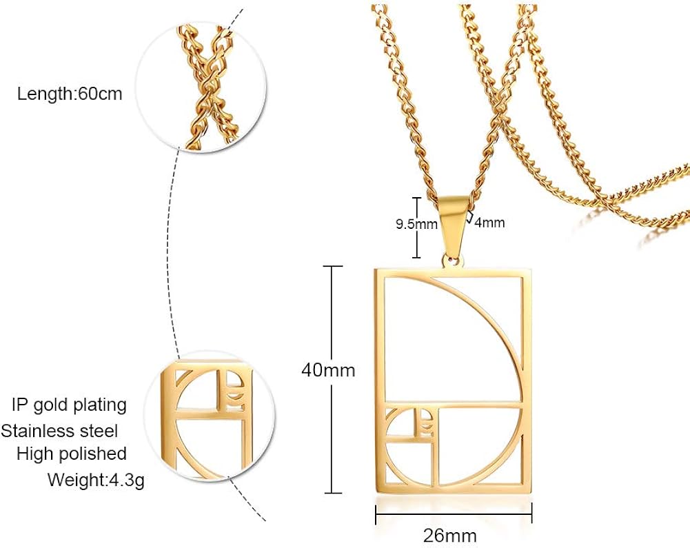 PJ JEWELLERY Gold Plated Stainless Steel Fibonacci Sequence Golden ...