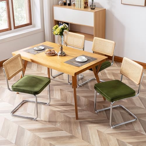 Zesthouse Dining Chairs Set of 4, Velvet Accent Chairs with Natural ...