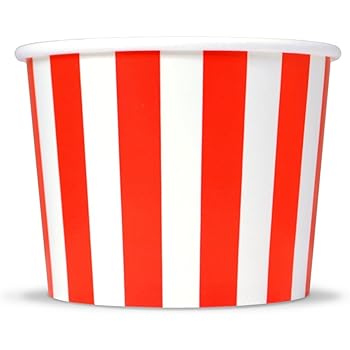 Amazon.com | Red Paper Ice Cream Cups - 12 oz Striped Dessert Bowls ...