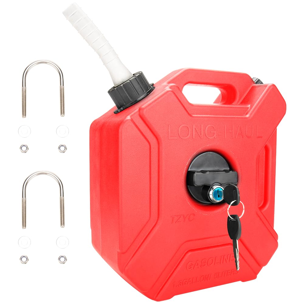 KICRY ATV UTV Gas Can with Mount 5L 1.3 Gallon Black Fuel Can with ...