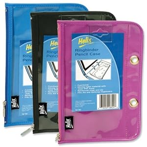 Helix Ringbinder Pencil Case Nylon PVC 225x150mm Assorted: Amazon.co.uk ...