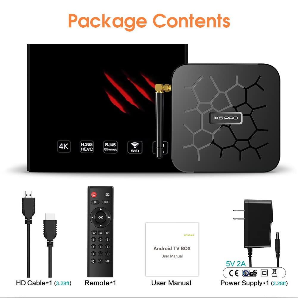 HKMLC Android TV Box, X6 PRO Android Box 10.0 4GB RAM 32GB ROM ...