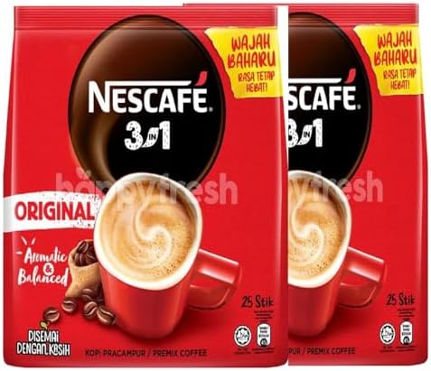 3 in 1 Instant Coffee Sachets - Original Flavor, 50 Count (2 Packs of ...
