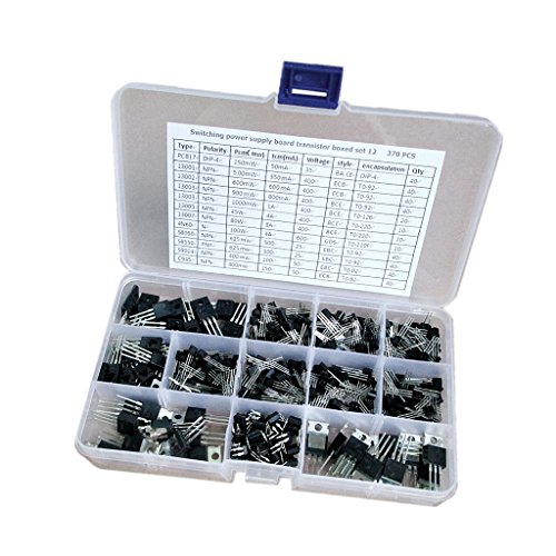 MagiDeal 370 Pieces 12 Types Electronic Power Transistor Assortment Kit ...