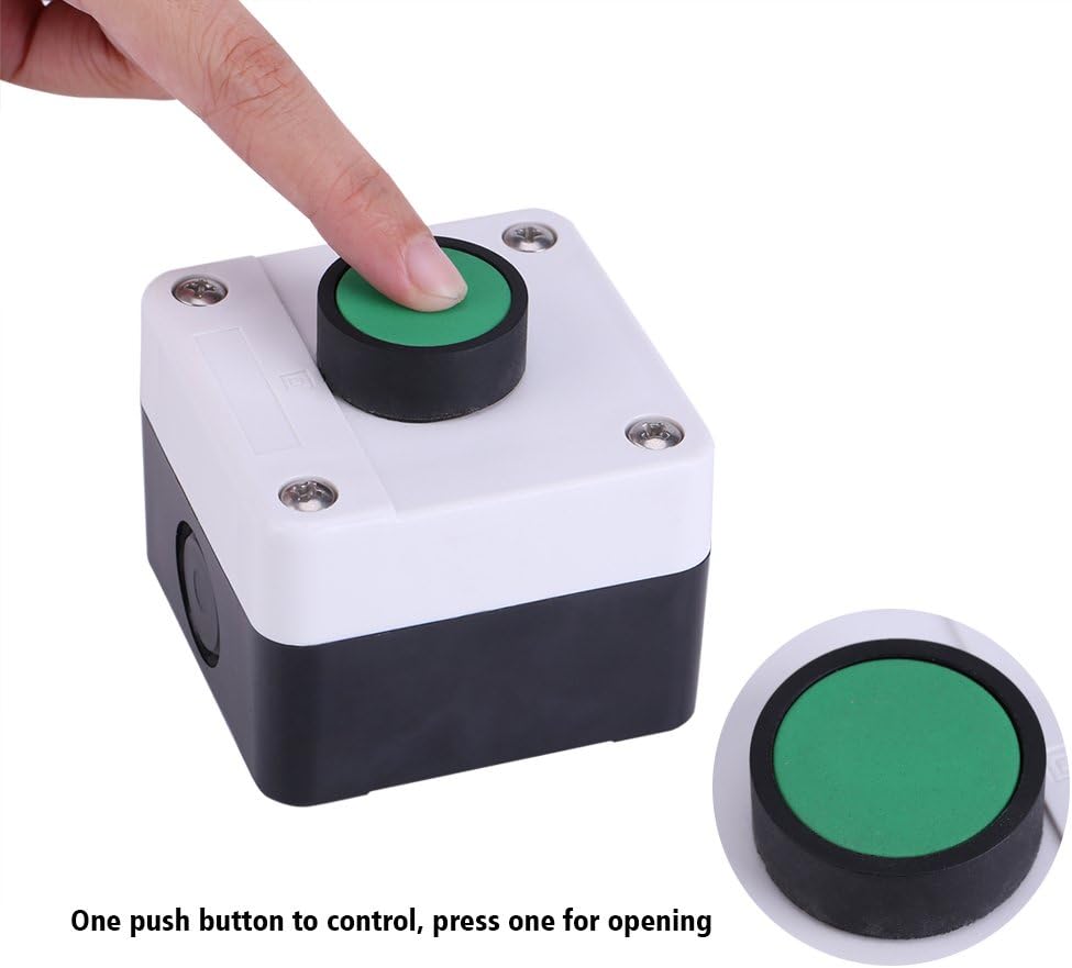 Fdit Weatherproof Green Push Button Switch One Button Control Box Push Button Switch Station Box ...