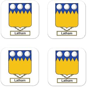 Amazon.com: Latham Family Crest Square Coasters Coat of Arms Coasters ...