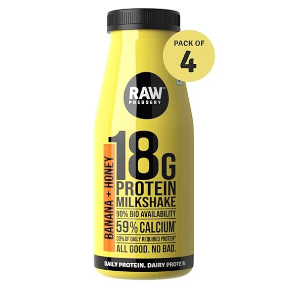 Raw Pressery Dairy Protein Milkshake (Banana Honey, 4 x 200ML)- 18 Gm ...