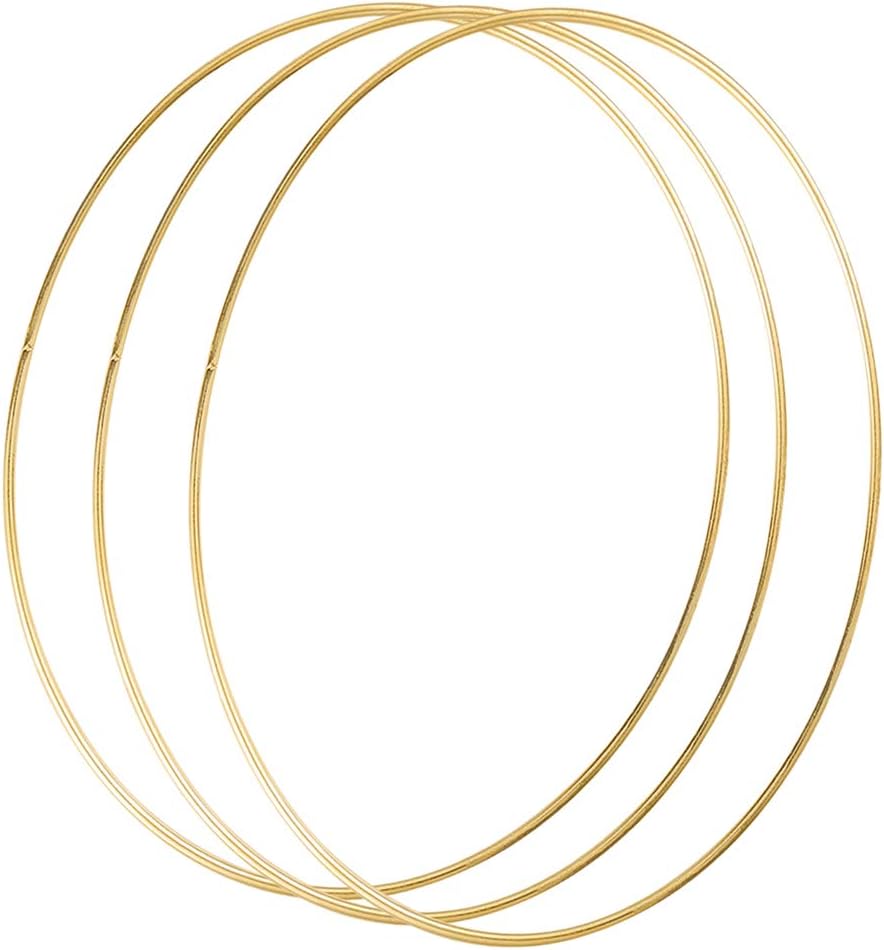 Sntieecr 3 Pack 10 inch/ 25 cm Metal Floral Hoop Wreath Macrame Gold ...