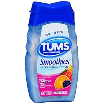 Amazon.com: Tums Smoothies Assorted Tropical Fruit - 60 Chewable ...