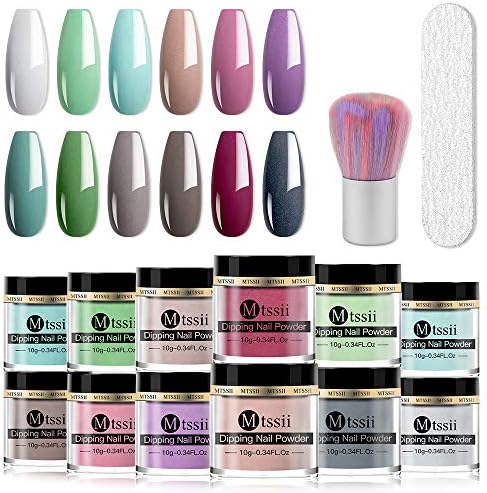MTSSII Dip Powder Kit 12 Color Powder Refill Set Nail Dip Powder Kit ...