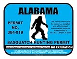 Bigfoot Gifts & Toys RDW Alabama Sasquatch Hunting Permit - Color ...