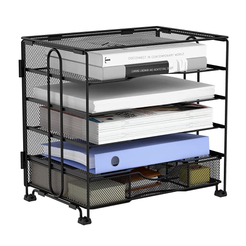 KEEGH Desk Paper Organizer File Tray,5 Tier Desktop File Organizer ...