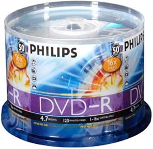 Amazon.com: Philips 4.7 GB 16X DVD-R 50PK Spindle : Electronics