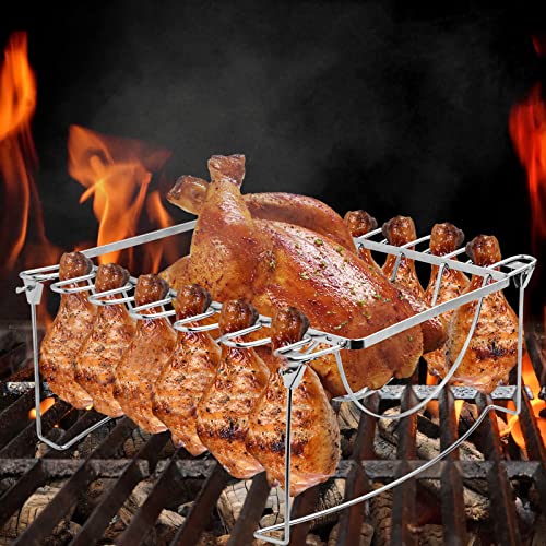 3-in-1 Rib Rack for Smoking & Chicken Leg Rack for Grill - Holds 6 ...