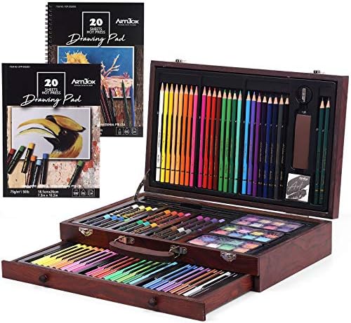 Deluxe Art Set, ARTIBOX Wooden Art Box & Drawing Kit, 111-Piece Various ...