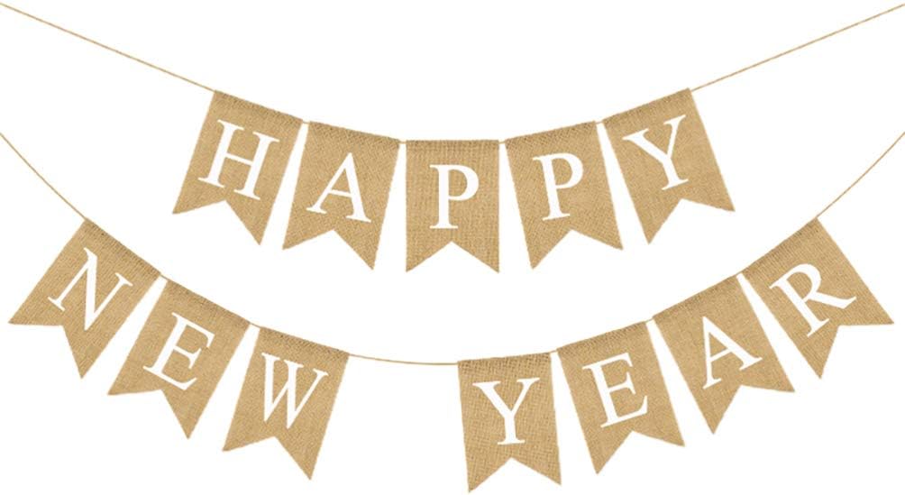 PRETYZOOM Happy New Year Girlande 2021 Silvester Deko Neujahr Bunting ...