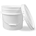 Amazon.com: ePackageSupply 3.5-Gallon White Plastic Bucket with Lid - Durable 90 Mil All Purpose ...