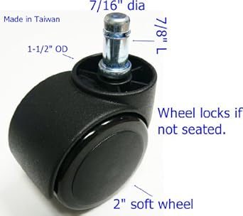 Oajen 2" 50mm soft wheel chair caster wheel auto-lock for hardwood ...