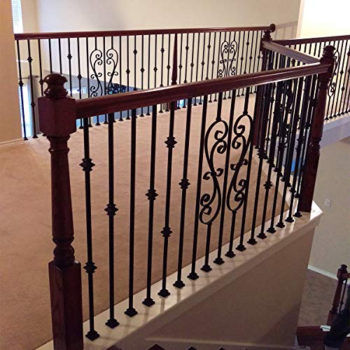 Stair Railing Iron Balusters (Pack of 5) Skinny Scroll Hollow Metal ...