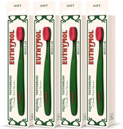 Euthymol] Regular Toothbrush, (4 Pack) Soft Bristle, Triple Curve ...