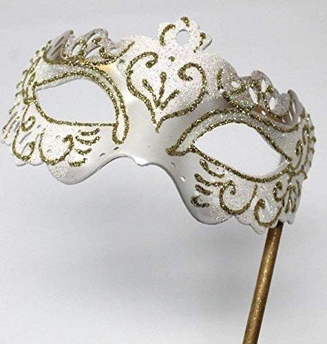 LADIES SPARKLING WHITE AND GOLD RIALTO VENETIAN MASQUERADE CARNIVAL ...
