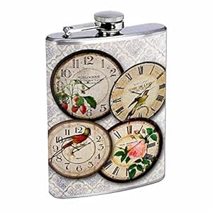 Amazon.com : Flask Vintage Clock Time Peace Watch S7 Stainless Steel ...