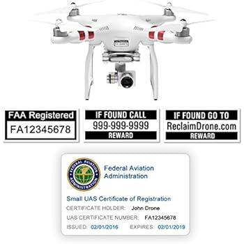 Amazon.com: FAA Drone Labels (2 Sets of 3) + FAA UAS Registration ID ...