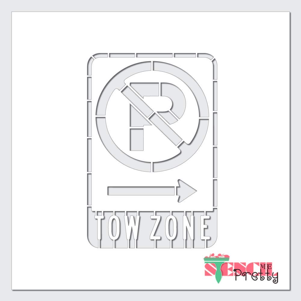 Stencil - No Parking Tow Zone Airbrush Painted Sign Template Best Vinyl Large Stencils For ...