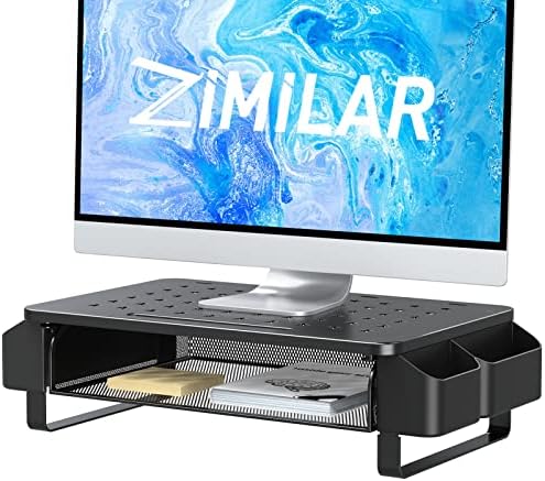 Zimilar Monitor Stand Riser with Drawer, Monitor Riser with Side ...