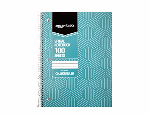 AmazonBasics College Ruled Wirebound Spiral Notebook, 100 Sheet ...