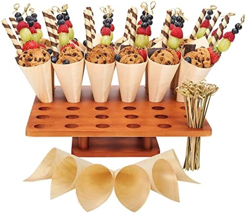 Wooden Ice Cream Cone Holder Stand - 13 L X 13" W Food Cone Holder for ...