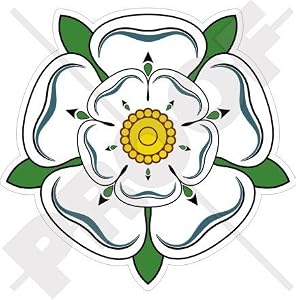 WHITE ROSE of YORK Flower YORKSHIRE England UK 100mm (4") Vinyl Bumper ...