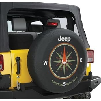 Amazon.com: Jeep Wrangler "ADVENTURES BEGIN HERE" Spare Tire Cover 32 ...