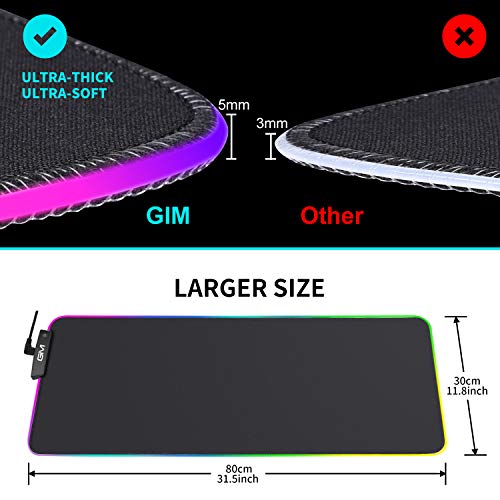 GIM RGB Gaming Mouse Pad, USB Large Extended Led Mouse Pad with 14 ...