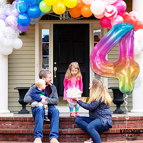 Giant, Number 4 Balloons for Birthdays - 40 Inch, Rainbow 4 Balloon ...